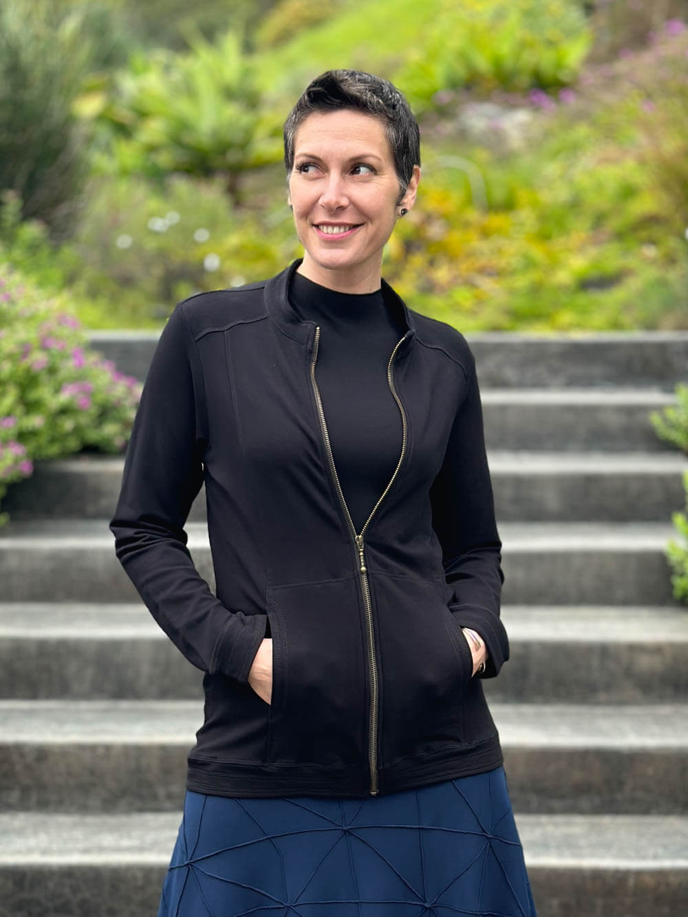 Bamboo Cotton Fleece Zipper Moto Jacket | Women's Eco-Friendly ...