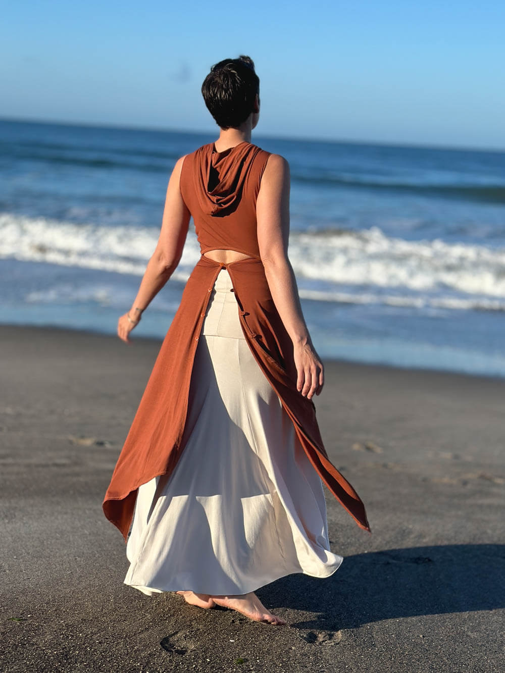 Ninja Wrap | Stretch Jersey Hooded Wrap Top | CARAUCCI