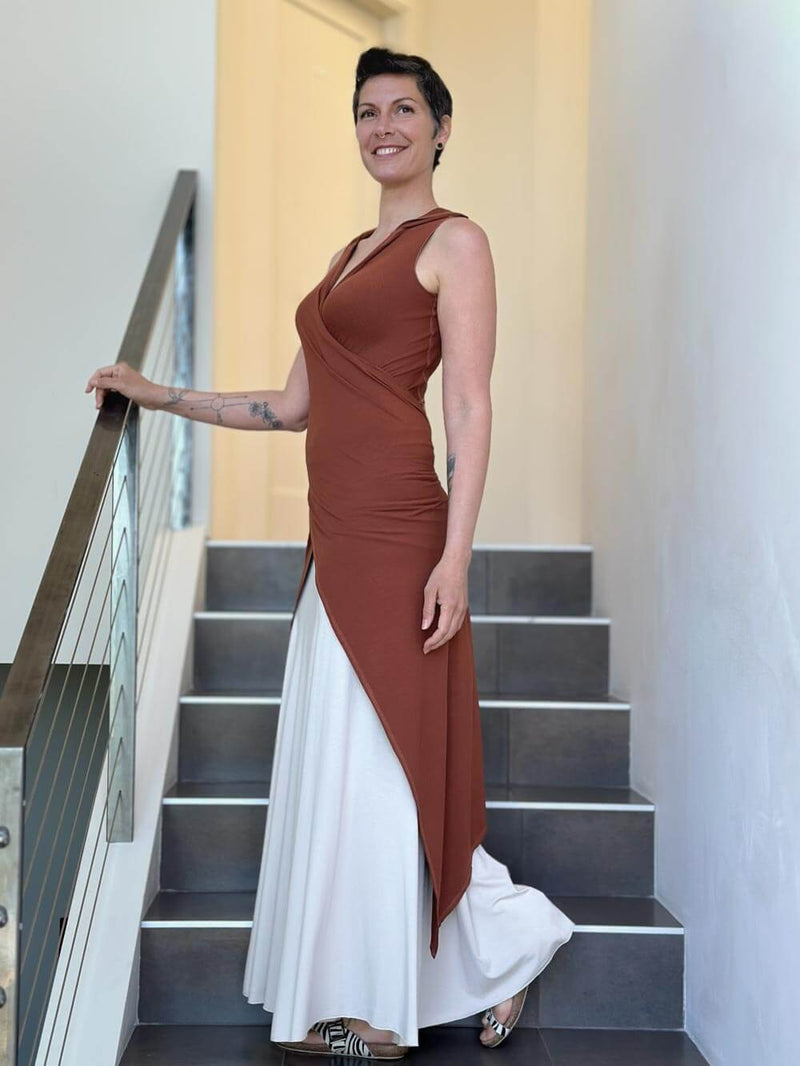 Ninja Wrap | Stretch Jersey Hooded Wrap Top | CARAUCCI