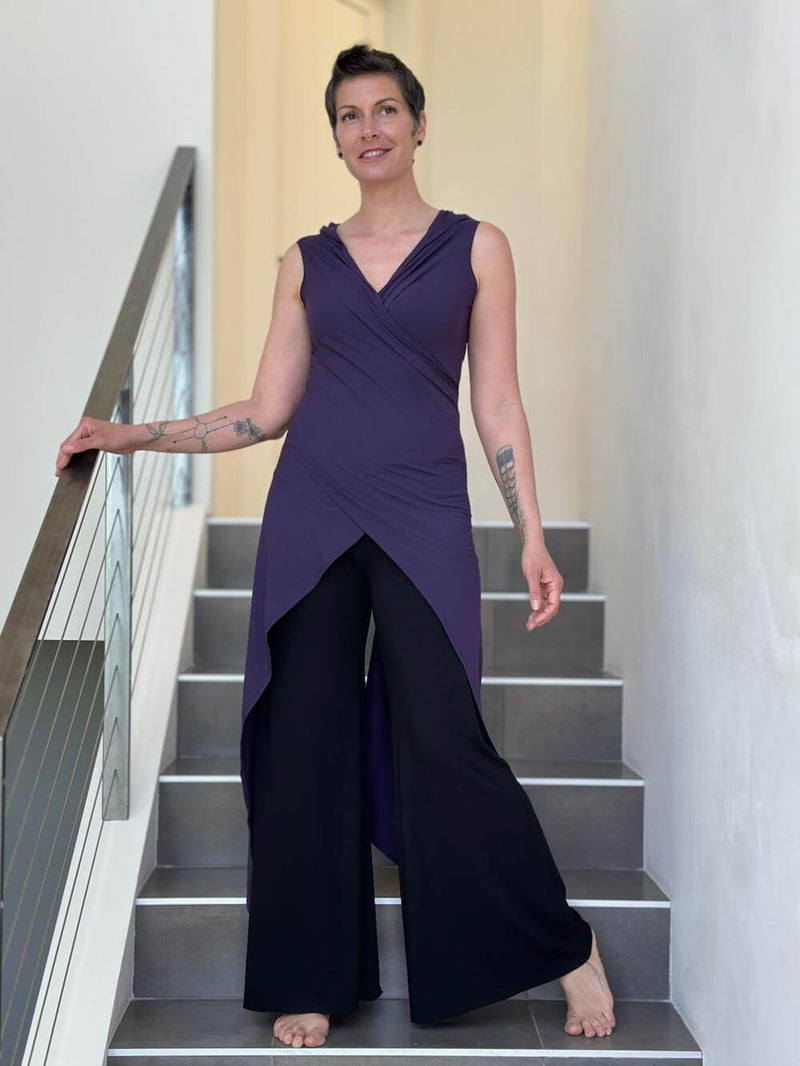 Ninja Wrap | Stretch Jersey Hooded Wrap Top | CARAUCCI