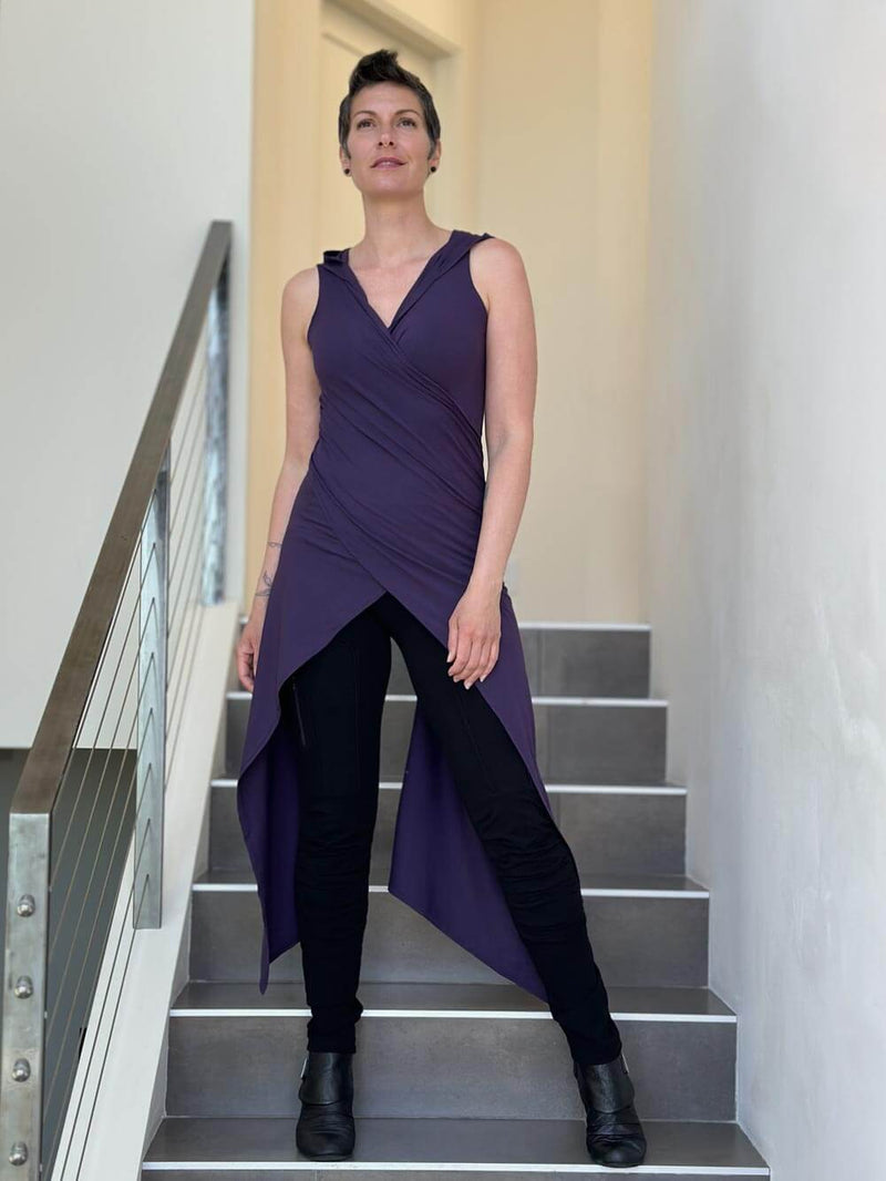 Ninja Wrap | Stretch Jersey Hooded Wrap Top | CARAUCCI